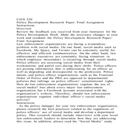 CJUS 520Policy Development Research Paper Final Assignment Inst | DOCX