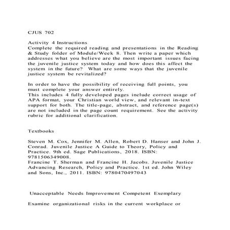 Cjus 702 activity 4 instructionscomplete the required reading | DOCX