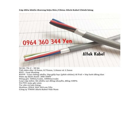 Cáp điều khiển thương hiệu Đức/China Altek Kabel Chính hãng | DOCX