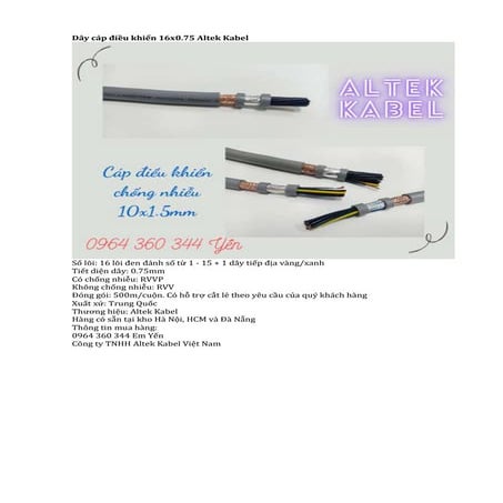 Dây cáp điều khiển 16x0.75 Altek Kabel | DOCX