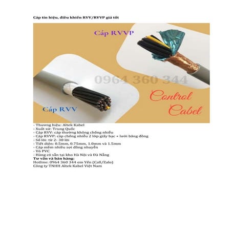Cáp tín hiệu, điều khiển RVV/RVVP giá tốt | DOCX