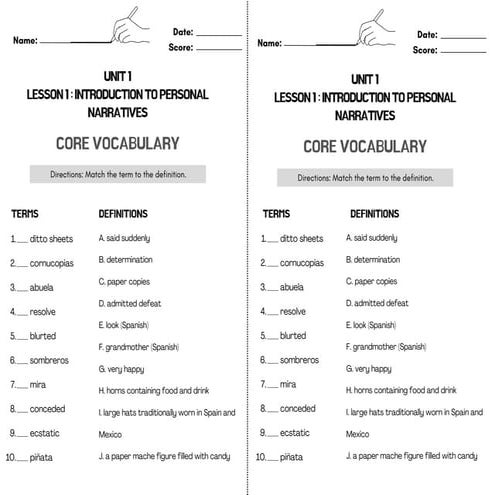 CKLA Unit 1 Vocabulary Quizzes - 5th Grade.pdf
