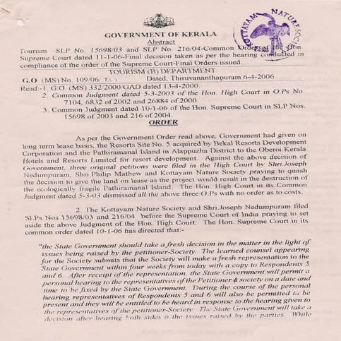 Government Order - Pathiramanal issue | PDF