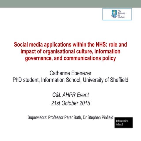 Social Media in the NHS - Tools for Engagement | PPTX