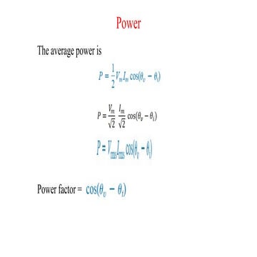 AC Circuit Power calculation using power factor | PPT
