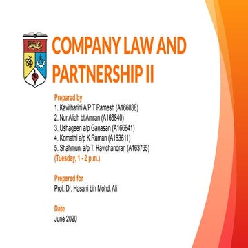 Company Law II - Tutorial Question and Answer | PDF