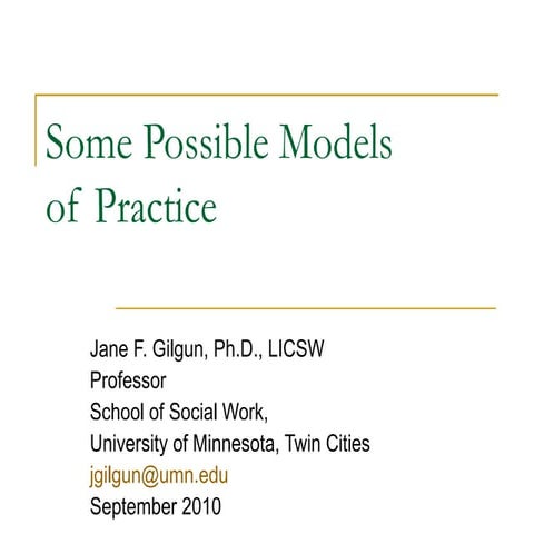 Some Social Work Models of Practice | PPT