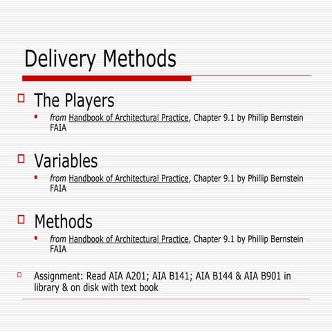 Project Delivery methods cl_8_delivery.ppt