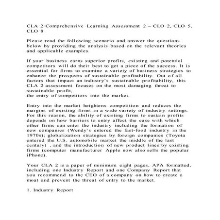 Cla 2 comprehensive learning assessment 2 – clo 2, clo 5, clo 8 p | DOCX