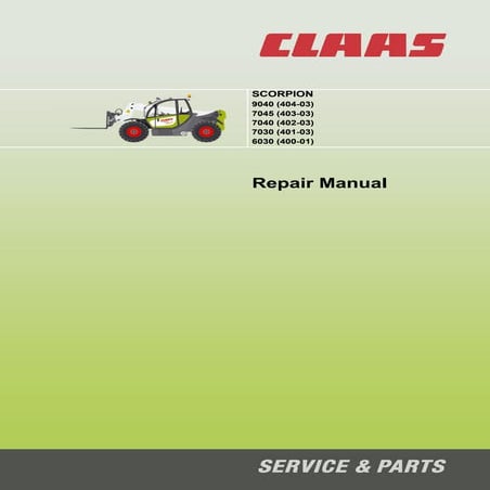Claas scorpion 7030 (401 03) telehandler service repair manual | PDF