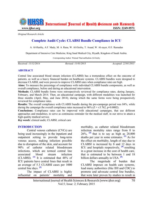 VAP bundle compliance in ICU - Clinical Audit | PDF | First Aid | Injuries