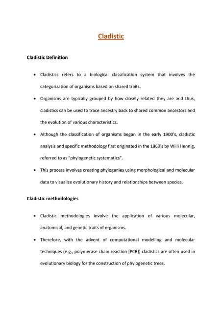 Cladistics | PPTX