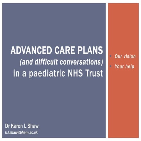 Advance Care Plans for children and young people with life-threatening ...