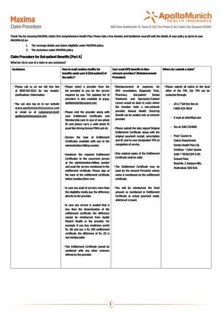 Apollo Munich Optima Restore Brochure | PDF | Health Insurance | Insurance