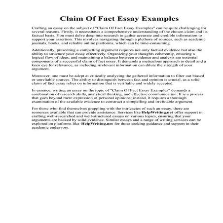 Claim Of Fact Essay Examples. Claim Of Fact Essay topics Awesome ...