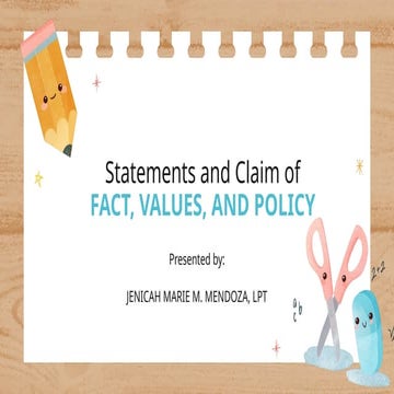 statements laim of fact, policy and value (Grade 10) | PPTX