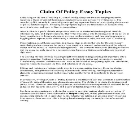 Claim Of Policy Essay Topics | PDF