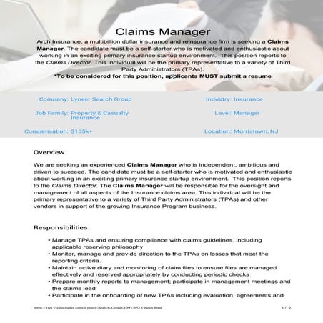 Claims Manager | PDF