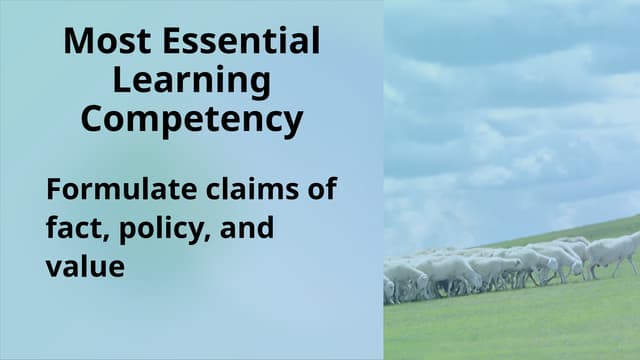 Three Forms of Claims: Claim of Fact, Value, Policy | PPTX