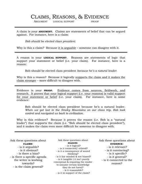 Claims, Evidence, & Explanation | PDF