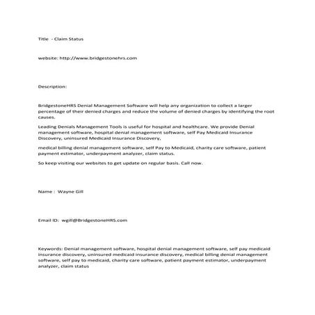 Claim status healthcare | PDF