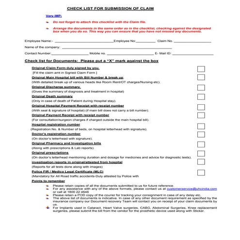Claim submission check_list | PDF