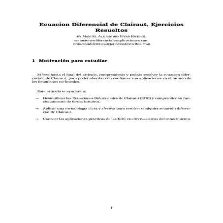 Ecuacion Diferencial de Clairaut, Ejercicios Resueltos | PDF