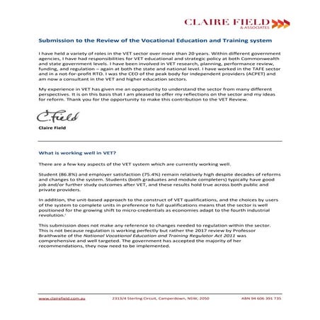 Claire Field VET Review Submission (January 2019) | PDF