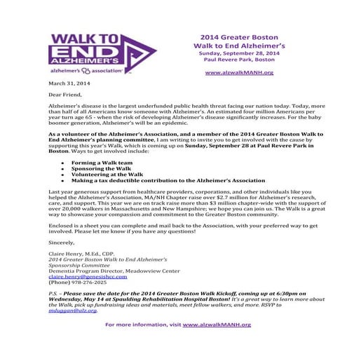 Alzheimer Association Memory Walk | DOCX