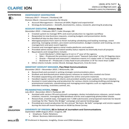 Claire Ion - Resume | PDF