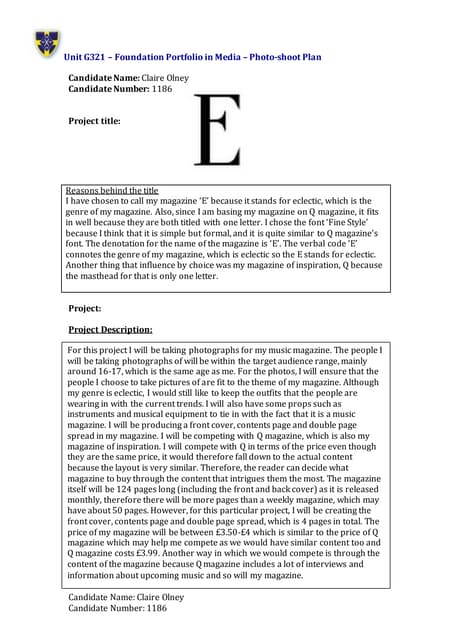 Photo shoot plan template | DOCX