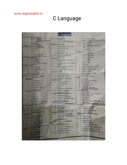 C Programming Language Detailed Notes With Solved Program Pdf