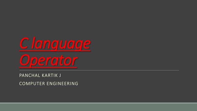 C Language Operator Ppt