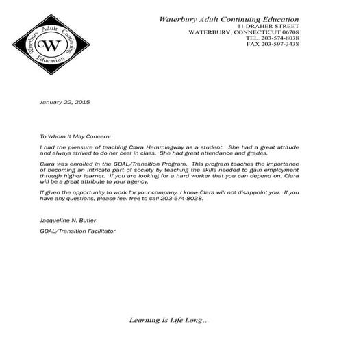 Clara letter of recommendation | PDF