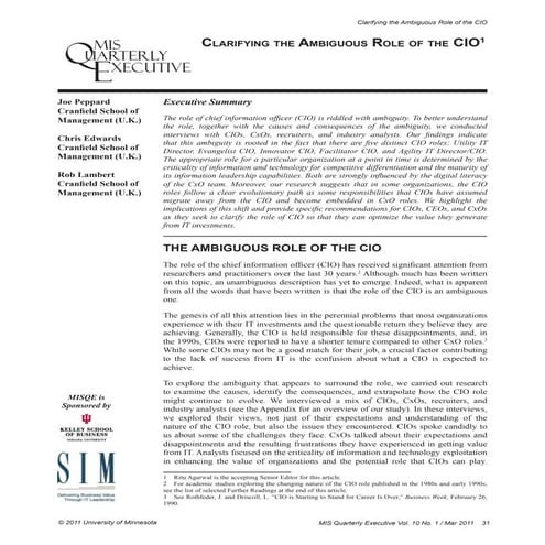 Clarifying the ambiguos role of the CIO | PDF