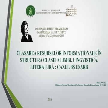 Lilia, UCRAINEŢ. Clasarea resurselor informaţionale în structura clasei ...