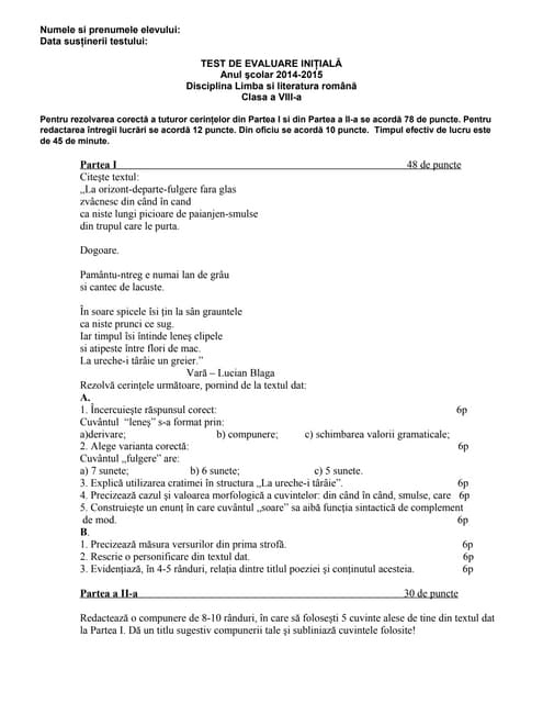 Test initial Clasa a 8-a.doc