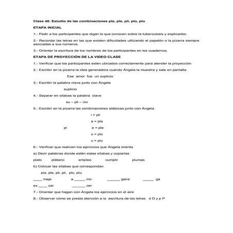 Planes De Lecciones Sobre Combinaciones De Consonantes PEQUEfelicidad: