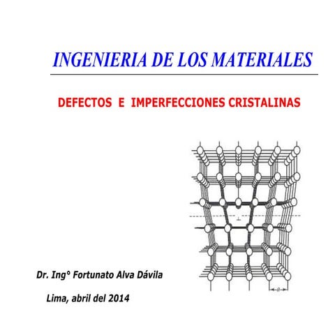 Clase 5 defectos e imperfecciones cristalinas (1) | PPT