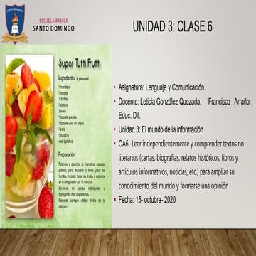 CLASE 6-6° Lenguaje (Unidad 3).ppt LENUAJE 6 BASICOx | PPTX