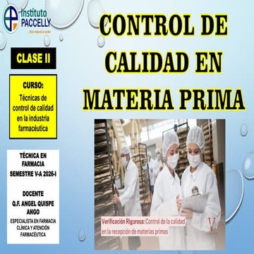 Control de Calidad de Materias Primas en la Industria Farmacéutica ...