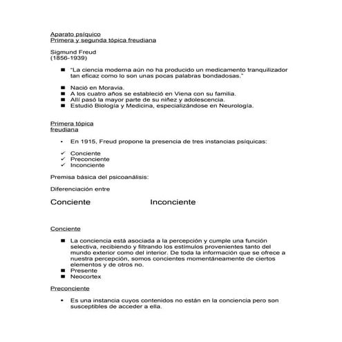 Clase primera y segunda tópica freudiana (word) | DOC