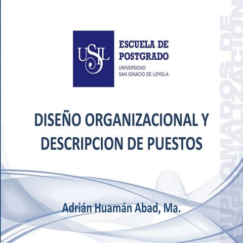 DISEÑO ORGANIZACIONAL Y DESCRIPCION DE PUESTOS | PPT