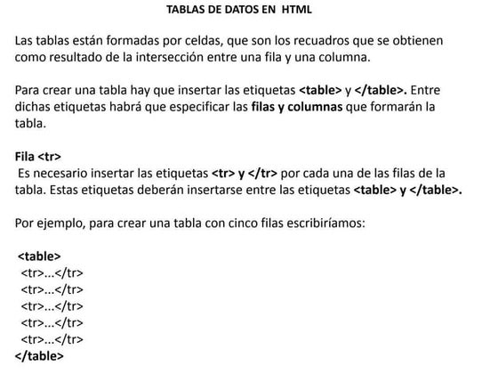 Conceptos básicos Tablas en HTML para ayudar a programar | PPTX