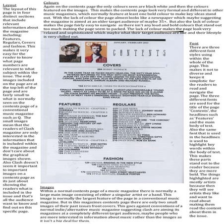 Music Magazine Contents Page Analysis