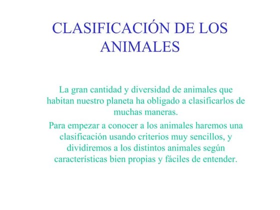 Clasificacion de los animales | PPT