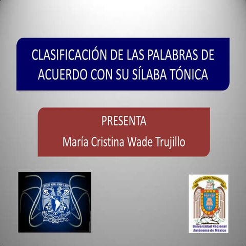 Clasificación de las palabras de acuerdo con su sílaba tónica | PPTX