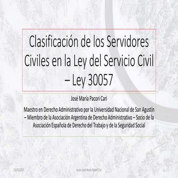 CLASIFICACIÓN DE LOS SERVIDORES CIVILES - LEY 30057 - DIAPOSITIVAS ...