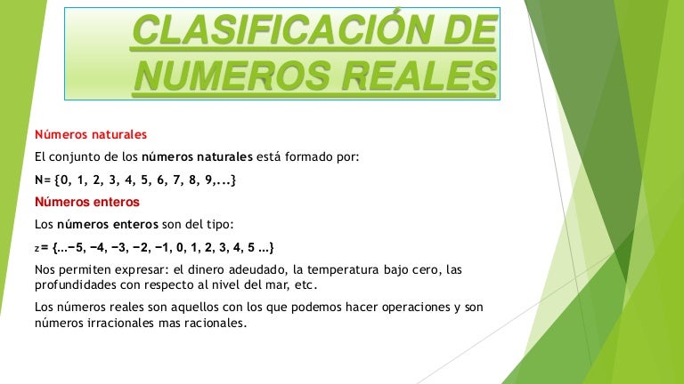 Clasificación de numeros reales