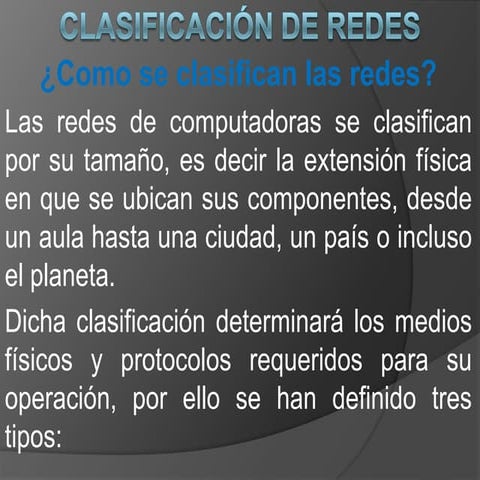 Clasificación de redes | PPTX | Computer Networking | Computing